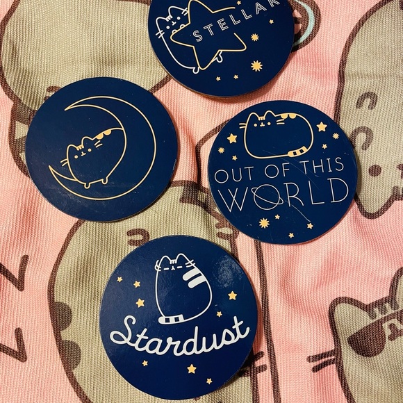 Pusheen | Dining | Pusheen Box Spacethemed Coaster Set Blue And Gold ...